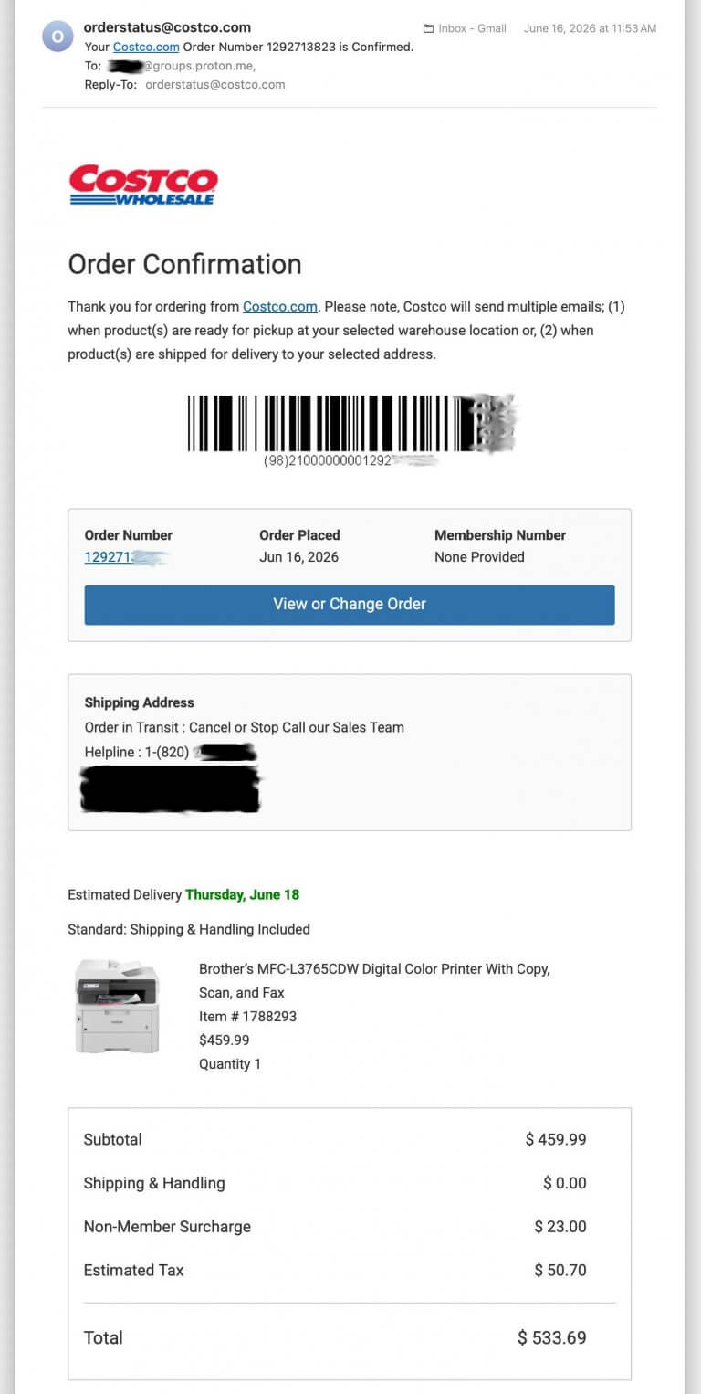 Costco Phishing - BlueScreen Computer